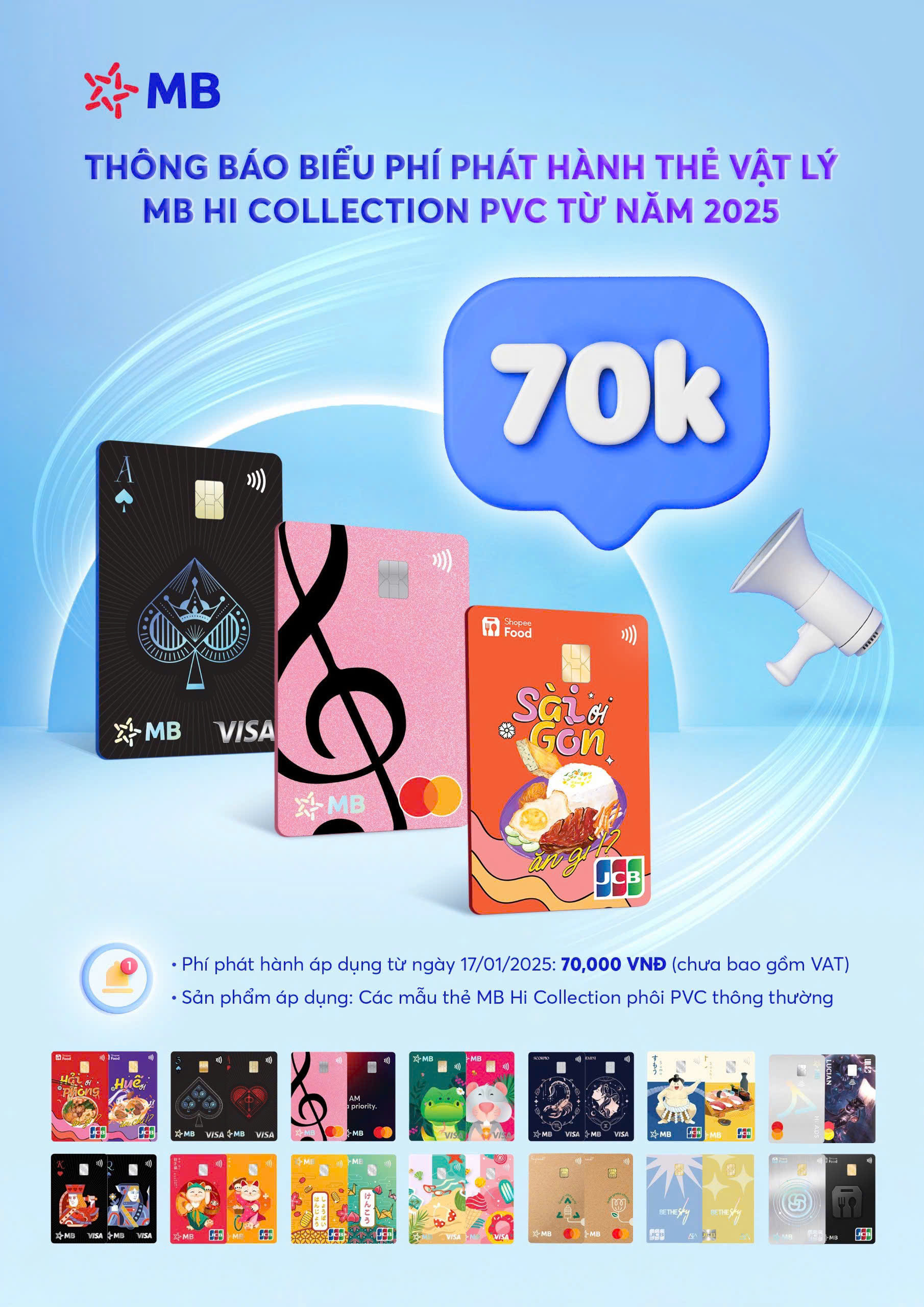 THÔNG BÁO ĐIỀU CHỈNH PHÍ PHÁT HÀNH THẺ MB HI COLLECTION PHÔI PVC THÔNG ...