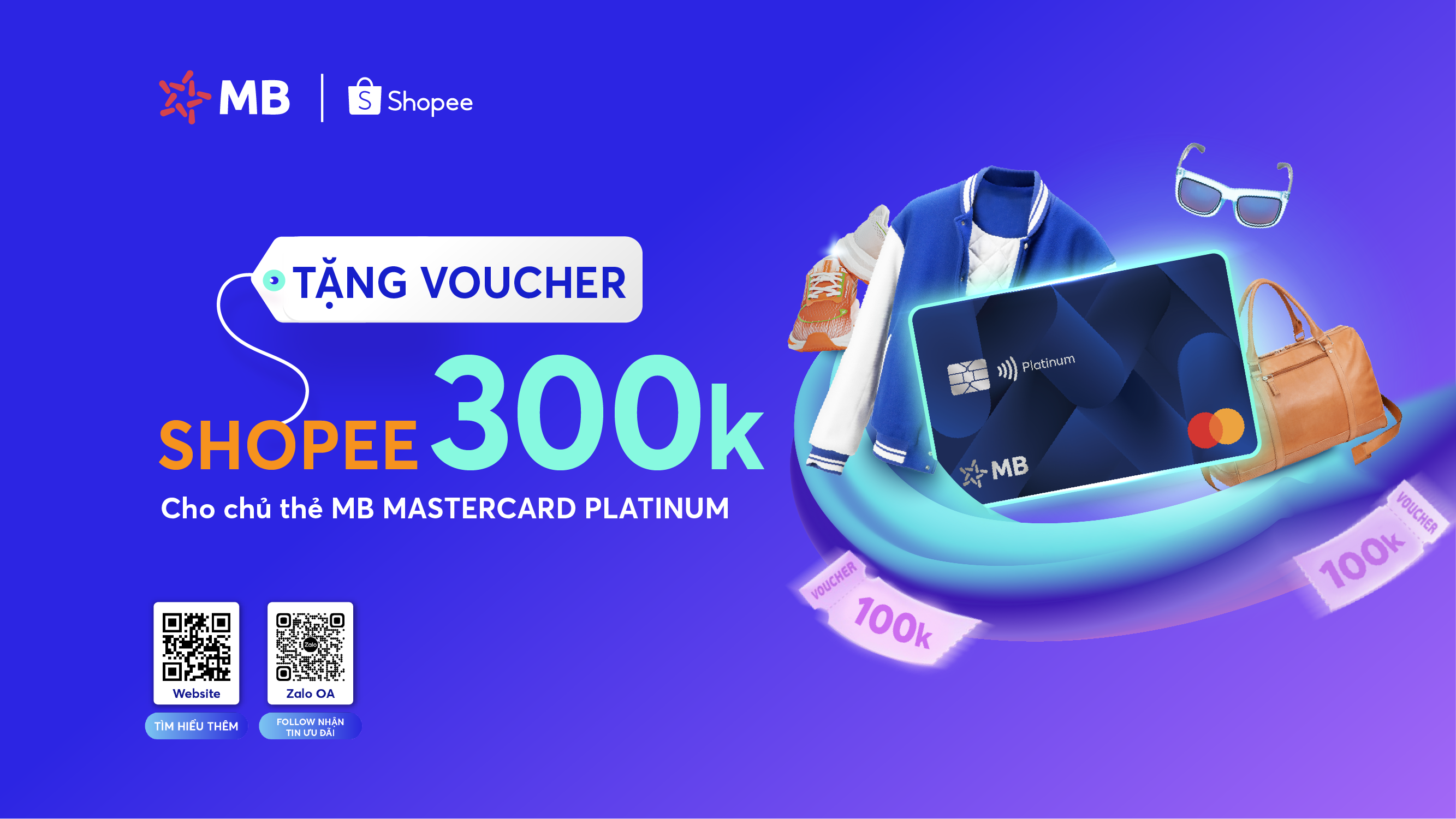 Tặng Voucher Shopee 300k cho chủ thẻ MB Mastercard Platinum