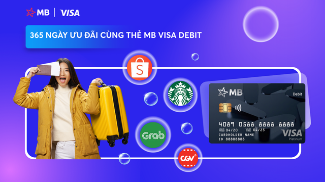 365 ngày ưu đãi cùng thẻ ghi nợ MB Visa Debit
